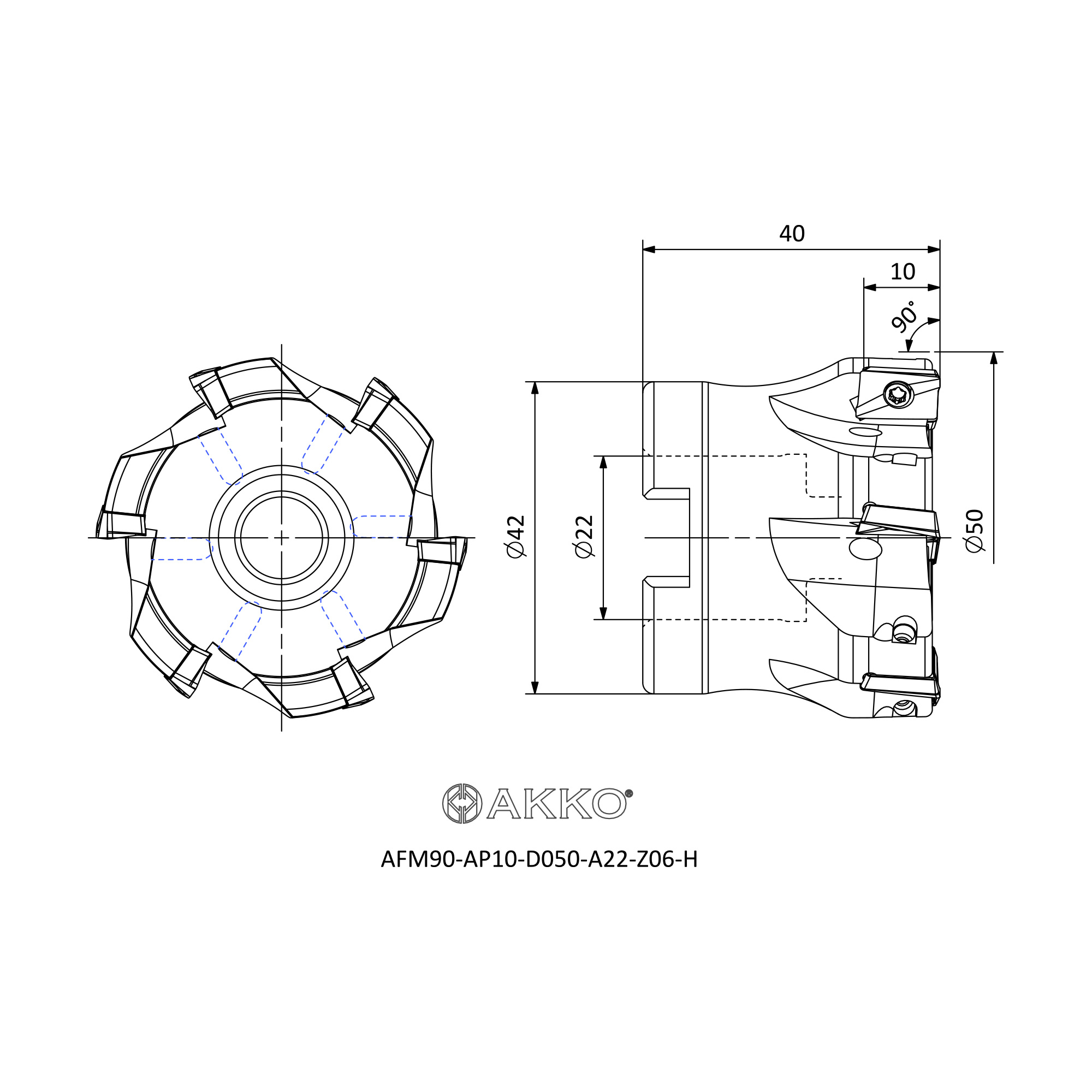 AFM90-AP10-D050-A22-Z06-H - FACE MILLING (ARBOR TYPE) - AKKO METAL ...